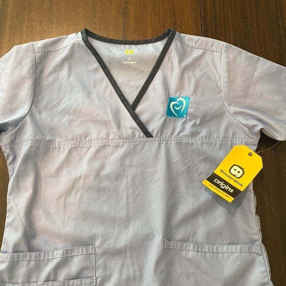 WonderWink | Tops | 678 Womens Wonder Wink Origins Blue Scrub Sz Med ...